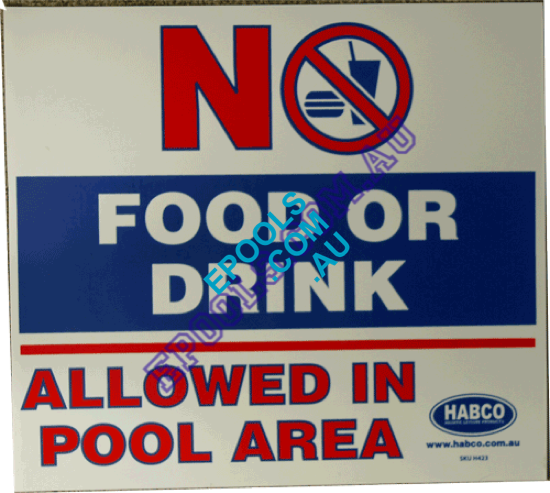 No food or drink allowed in Pool Area Sign – Epools Pool Shop