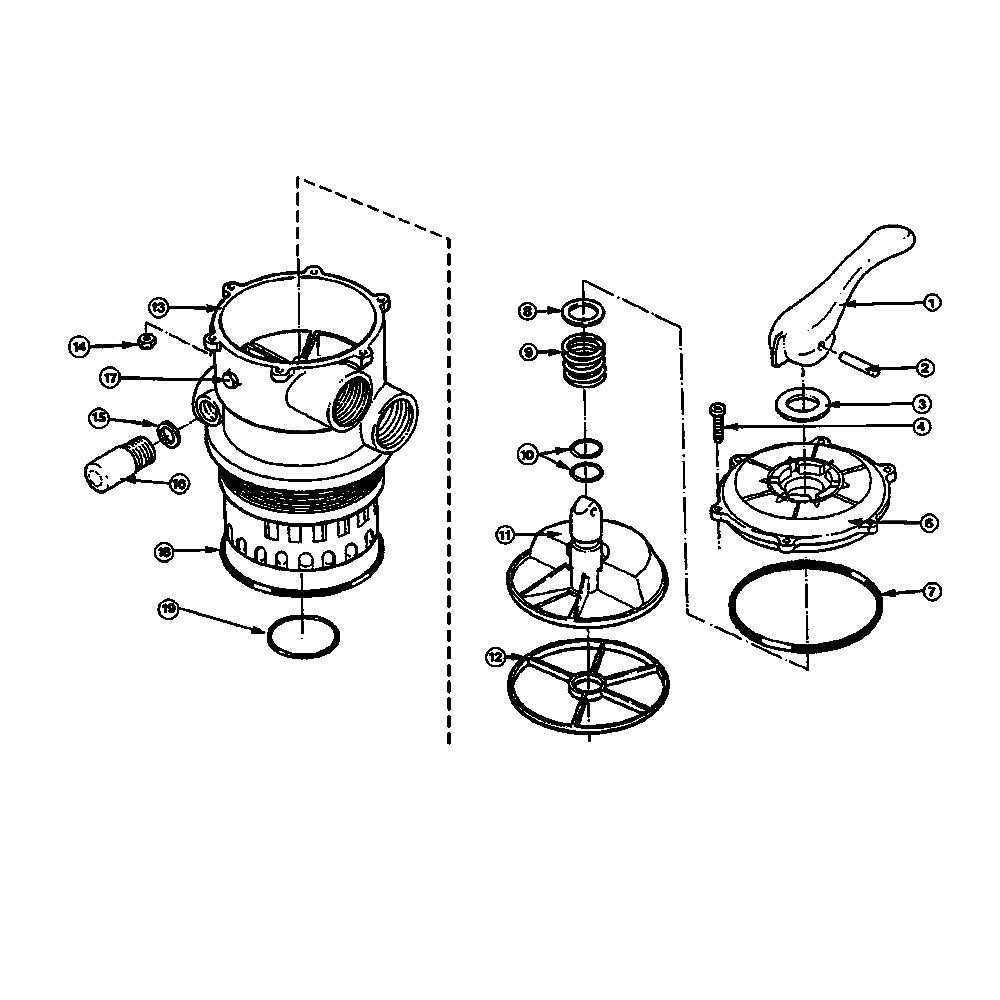Davey Praher 40mm Multiport Filter Valve Part Drawing – Epools Pool Shop