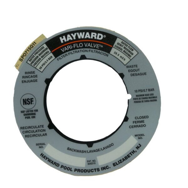 Decal Hayward Vari-Flo Filter Valve Label SPO715G11 – Epools Pool Shop